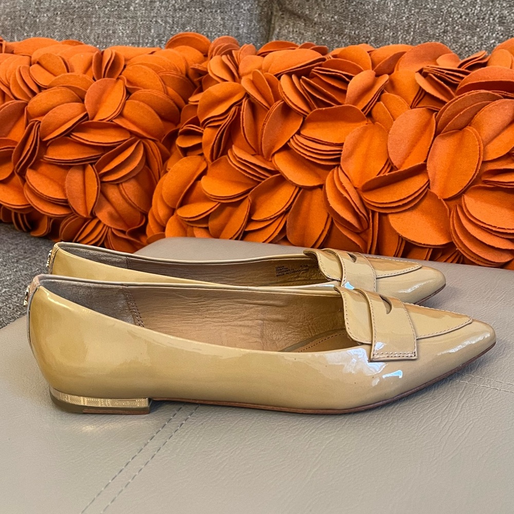 Coach Tabitha Tan Patent Leather Penny Loafers - Gem
